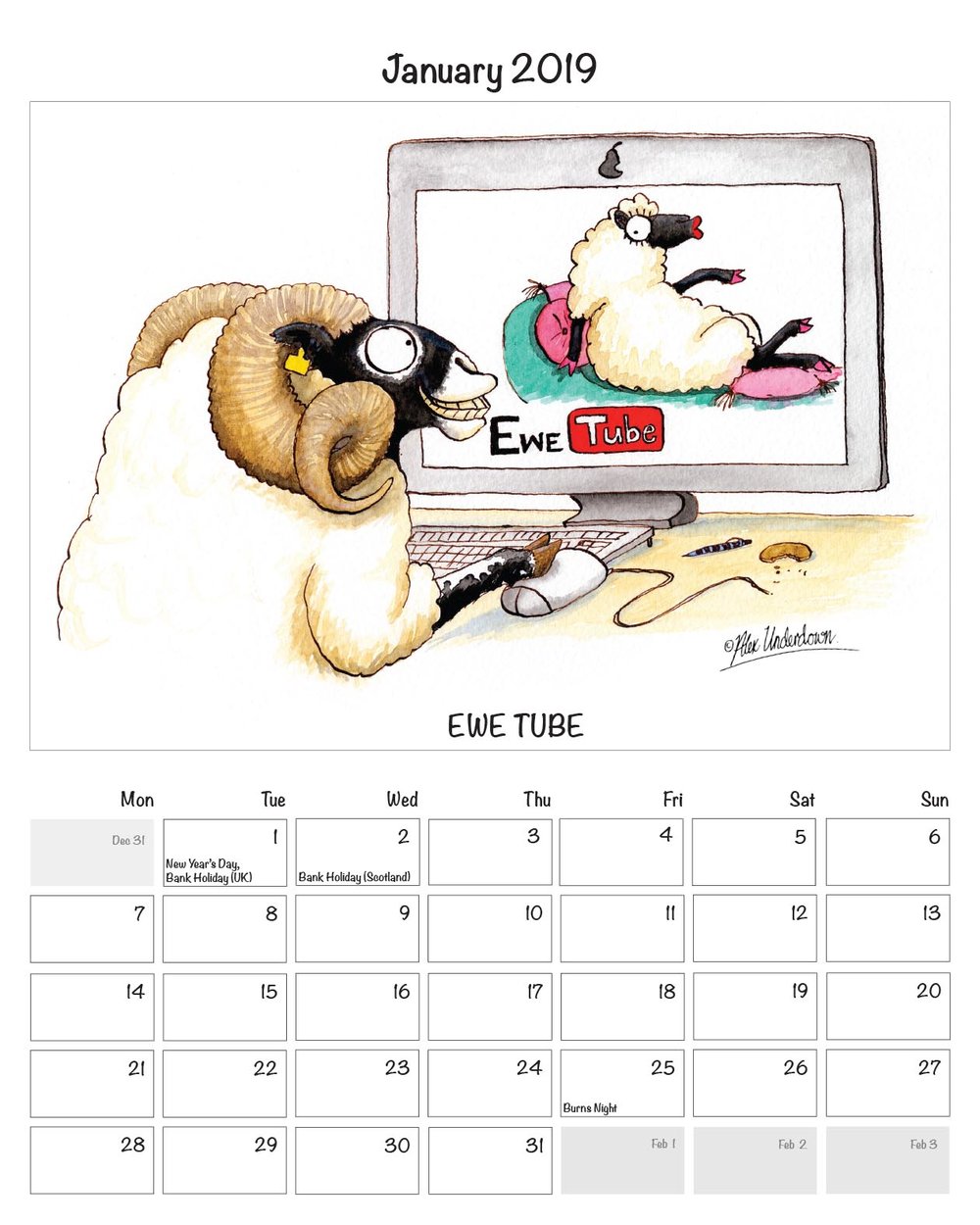 The Country Calendar 2019 by Alex Underdown - CSP Countryside Greetings