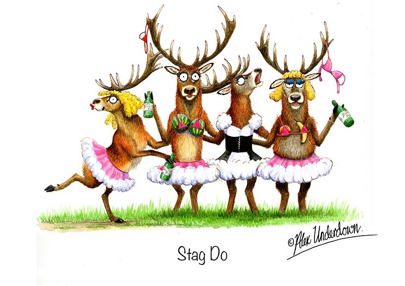 Stag Do Greeting Card by Alex Underdown - CSP Countryside Greetings