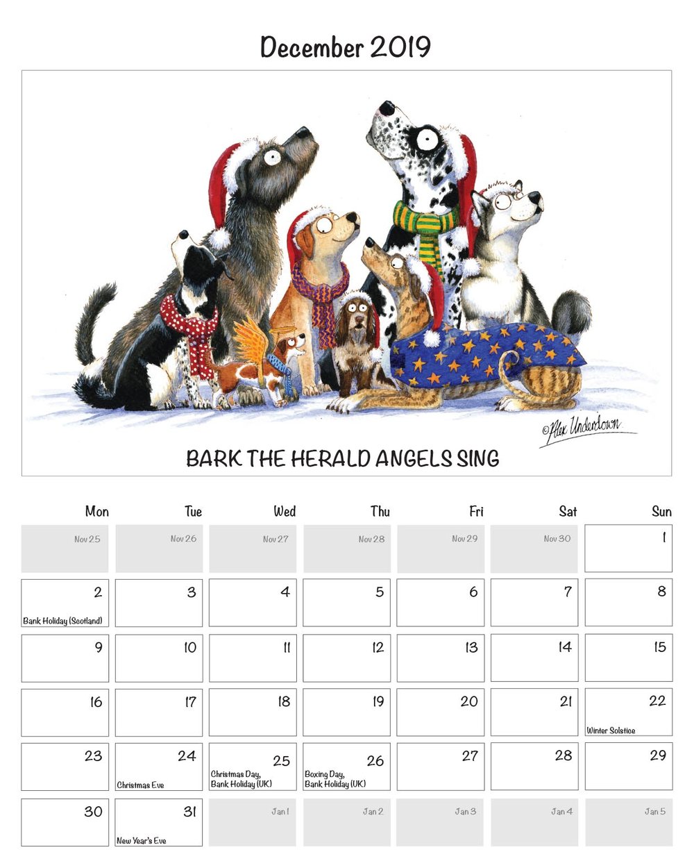 The Country Calendar 2019 by Alex Underdown - CSP Countryside Greetings