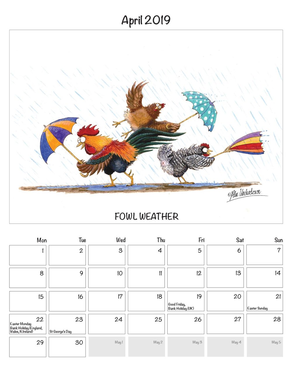 The Country Calendar 2019 by Alex Underdown - CSP Countryside Greetings