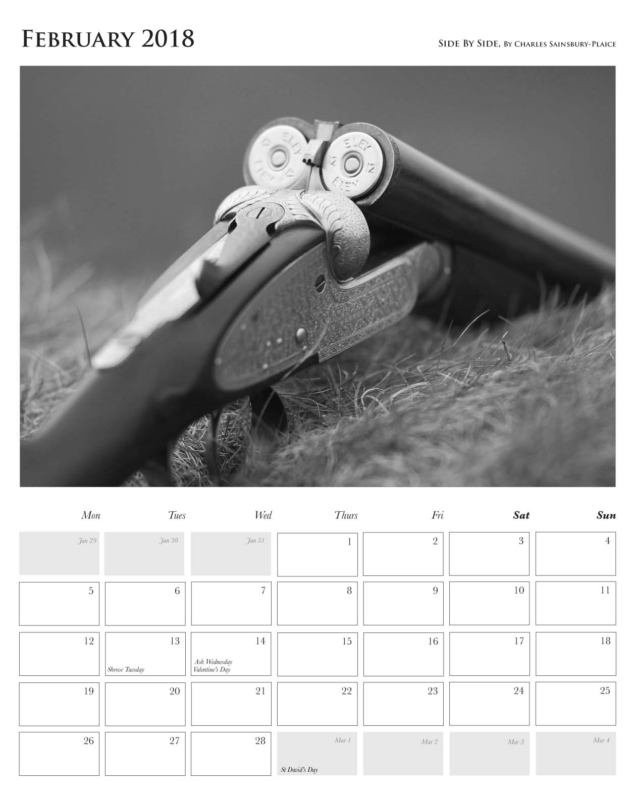 The Shooting Calendar 2018 (large) by Charles Sainsbury-Plaice - CSP ...
