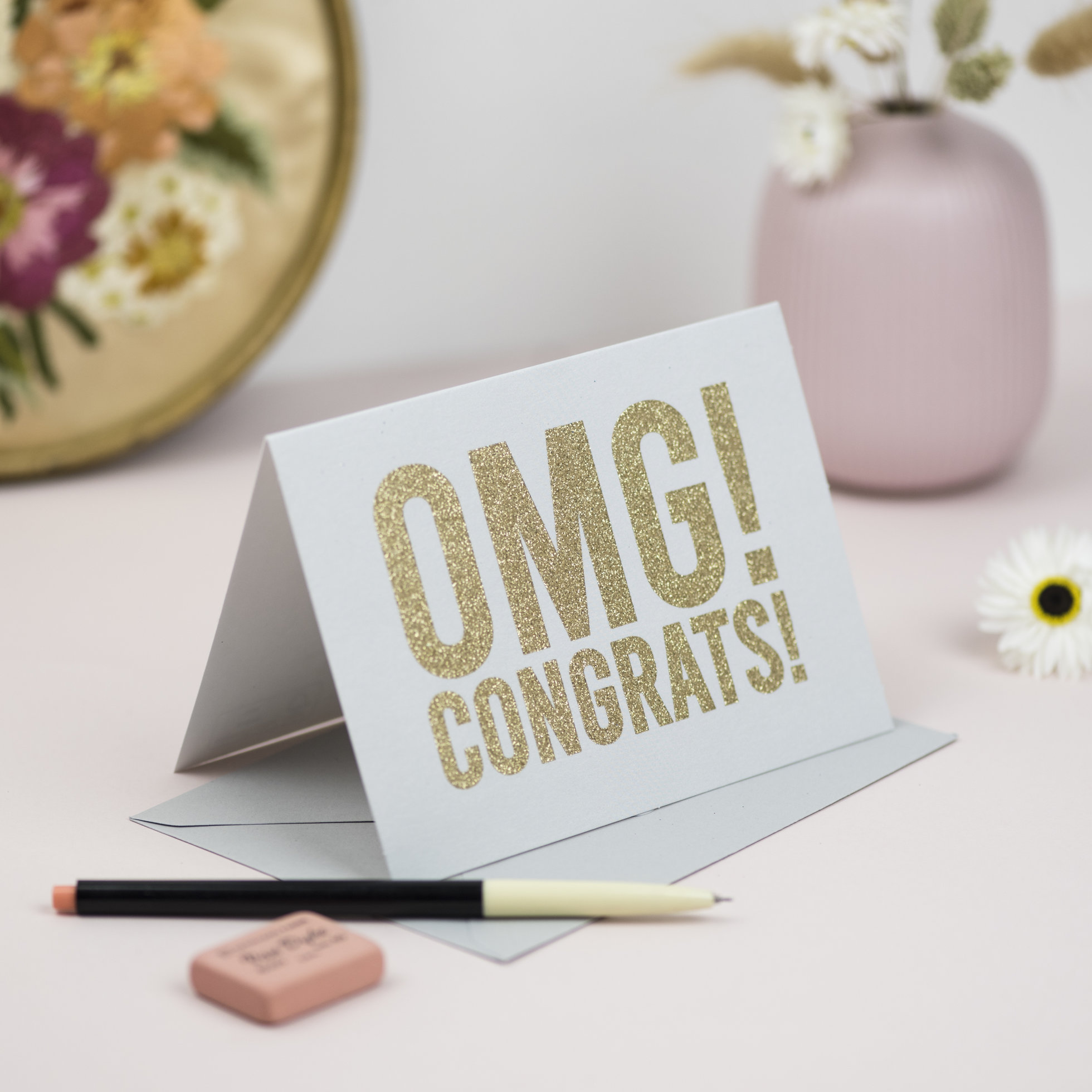 OMG! Congrats!' Card with Biodegradable Glitter - Oh Squirrel