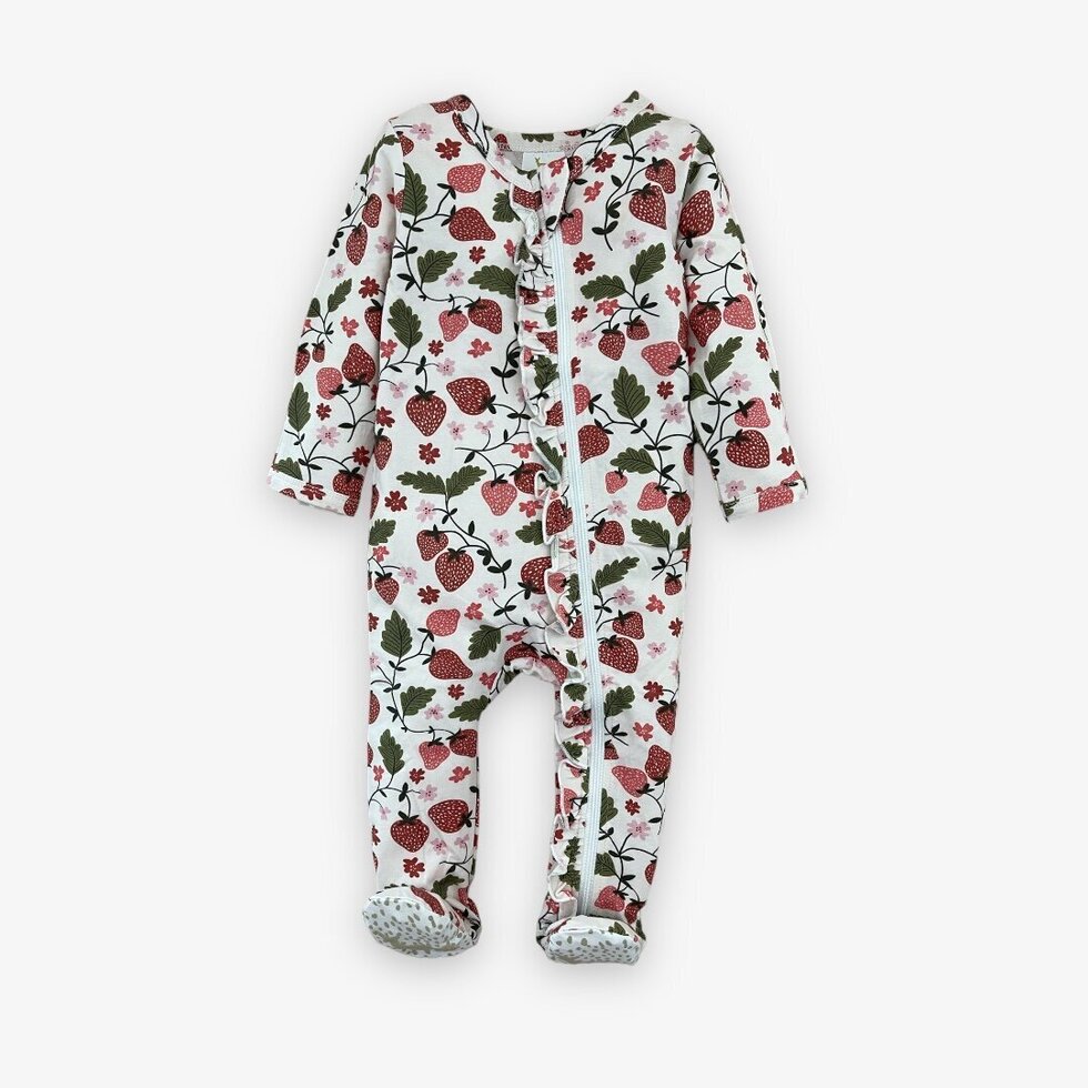 modal zipper pajama || strawberry sugar (ruffle) - Velvet Fawn