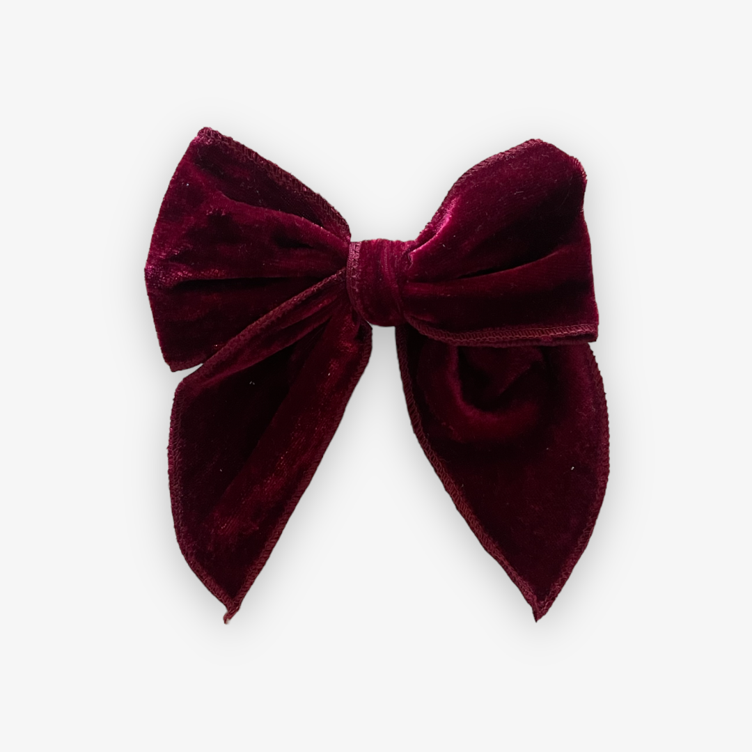 fable bow on clip || cranberry velvet - Velvet Fawn
