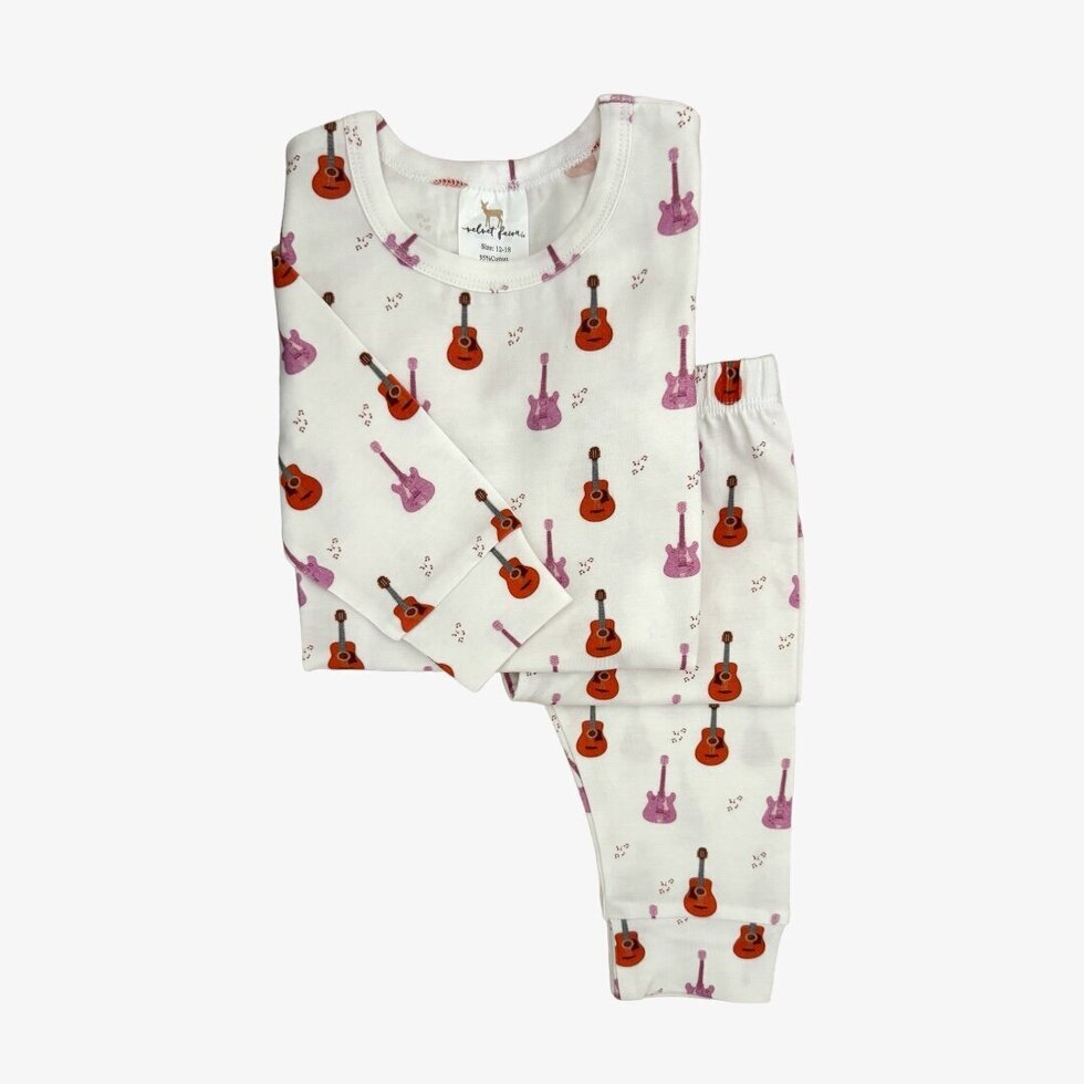 modal two piece pajama set || guitars, cadillacs (primrose) - Velvet Fawn